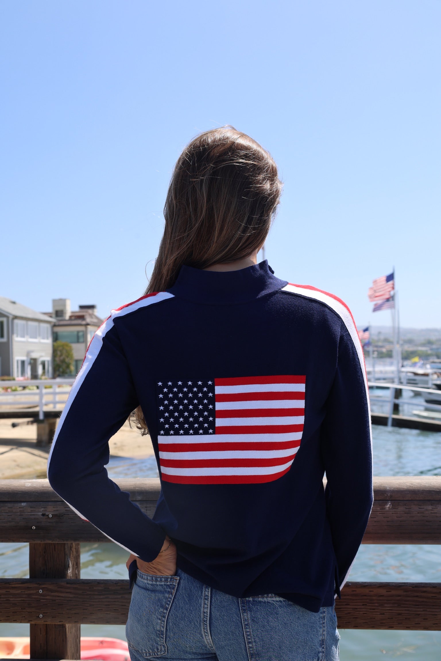 American Flag 1/4 Zip Style (Sporty Fit)- Shipping 9/30 – Newport Knits